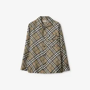 Burberry Check Silk Pyjama Shirt - Linden Beige
