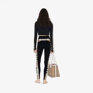 Burberry Check Trim Stretch Jersey Leggings