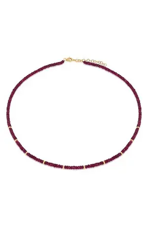 Ef Collection EF Collection Birthstone Beaded Necklace 14k Yellow Gold/ Ruby
