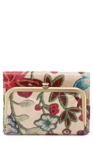 Hobo Robin Frame Wallet Floral Stitch