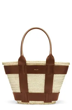 DEMELLIER DeMellier Santorini Woven Tote Cognac Smooth