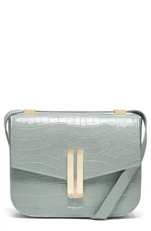 DEMELLIER Vancouver Leather Crossbody Bag Sage Croc Effect