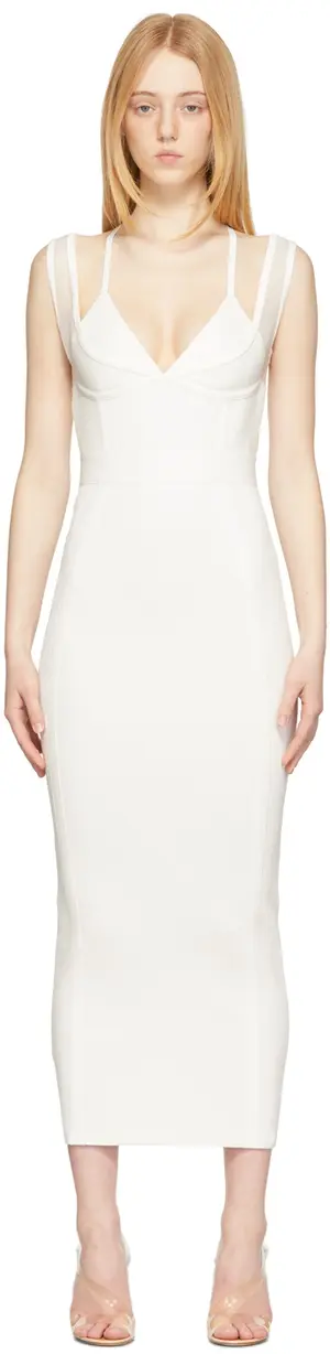 Herve Leger Herve Leger White Bustier Midi Dress - Alabaster 902