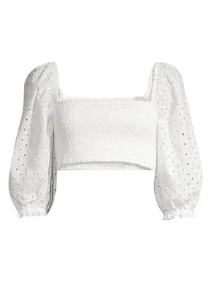 Likely Women's Hanner Eyelet Lace Crop Top - Optic White  - Optic White