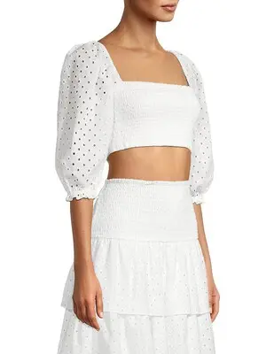Likely Hanner Eyelet Lace Crop Top