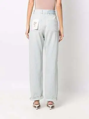 GOLDEN GOOSE Cabochon-crystal Bleached Jeans - Blue