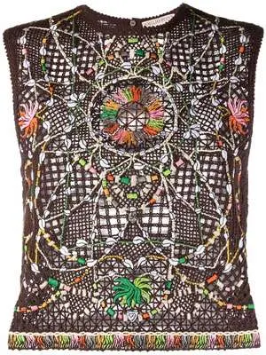 Emilio Pucci Cyprea Embroidered Crochet Blouse
