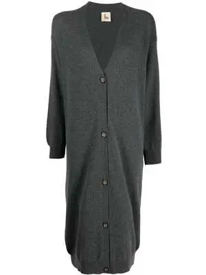 PAULA Cashmere V-neck Cardigan Coat - Grey