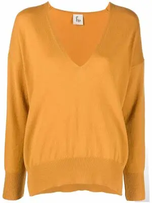 PAULA V-neck Cashmere Jumper - Yellow