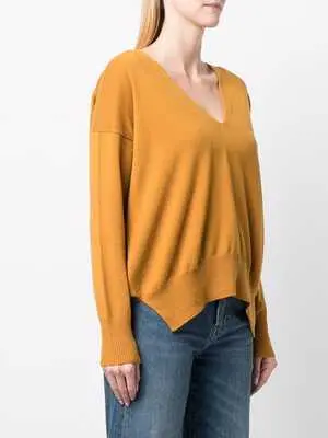 PAULA V-neck Cashmere Jumper - Yellow