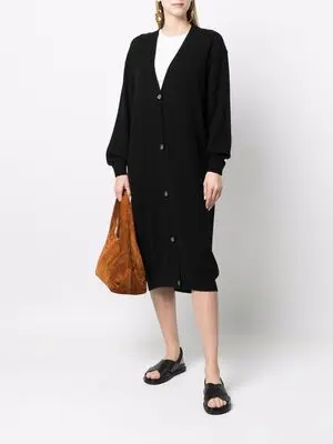 PAULA V-neck Cashmere Cardigan-coat - Black