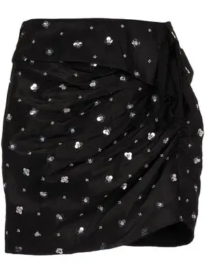 SELF-PORTRAIT Sequin-embellished Mini Skirt - Black
