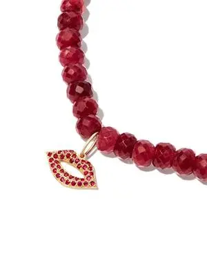 SYDNEY EVAN 14kt Yellow Lips Andalucite And Ruby Charm Bracelet