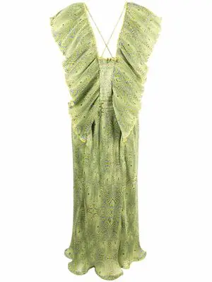 Stella McCartney Abstract Print Plissé Dress