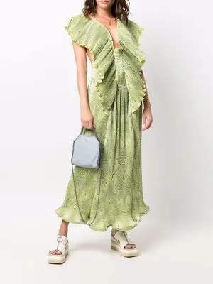 Stella McCartney Abstract Print Plissé Dress