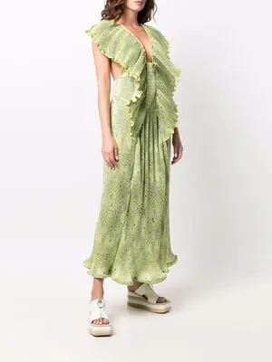 Stella McCartney Abstract Print Plissé Dress