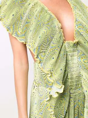 Stella McCartney Abstract Print Plissé Dress