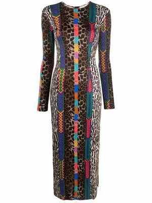 PIERRE-LOUIS MASCIA Braided Leopard-print Midi Dress