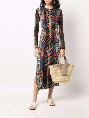 PIERRE-LOUIS MASCIA Braided Leopard-print Midi Dress
