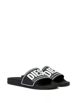 DIESEL® Logo-embossed Slides - Black