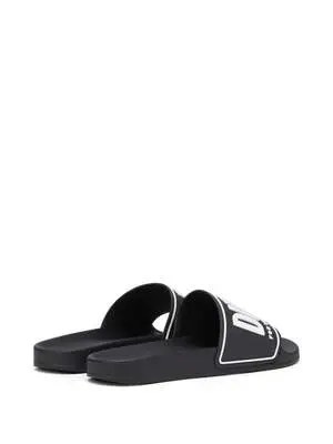 DIESEL Logo-embossed Slides - Black