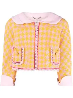 Moschino Houndstooth Cropped Jacket Yellow