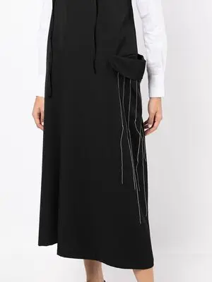 Y’s Draped-pocket Wool Midi Dress