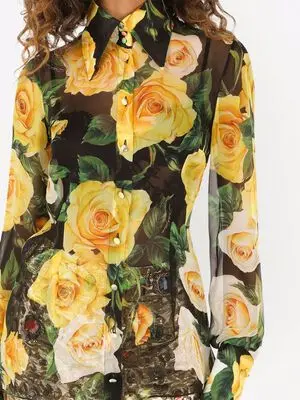 Dolce & Gabbana Rose-print Silk Georgette Shirt