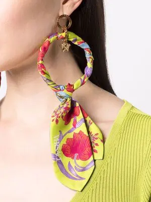 Versace Scarf-detail Hoop Earrings