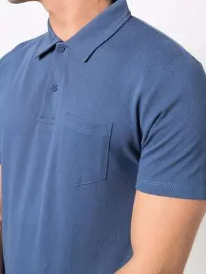 Sunspel Pocket Cotton Polo Shirt - Blue