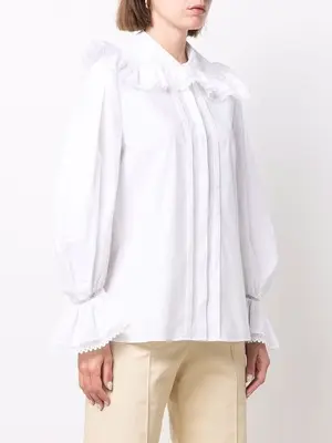 Alberta Ferretti Ruffled Long-sleeved Blouse