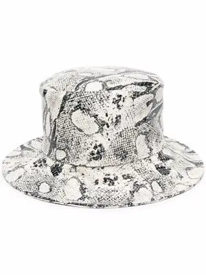 Alberta Ferretti Python-print Leather Hat
