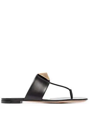 Valentino Garavani One Stud Flat Sandals - Black