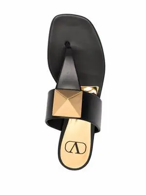 Valentino Garavani One Stud Flat Sandals - Black