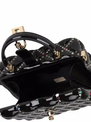 Dolce & Gabbana Dolce Box Rhinestone-embellished Top-handle Bag - Black