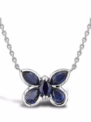PRAGNELL 18kt White Gold Sapphire Butterfly Earrings - Silver