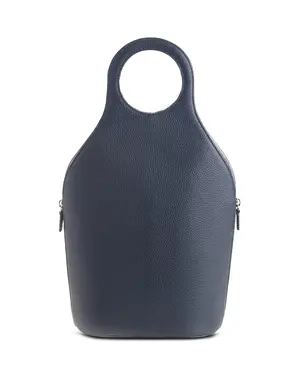 ROYCE NEW YORK Leather Wine Tote - Navy Blue