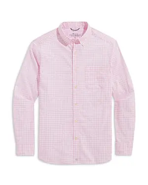 Vineyard Vines Gingham On-the-go Brrr Classic Fit Shirt A307 Pink Cloud