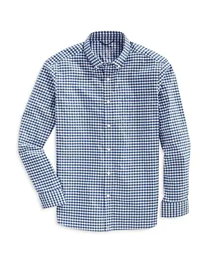 Vineyard Vines Gingham On-the-go Brrr Classic Fit Shirt Blue Bay