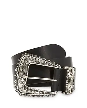 The Kooples Leather Western Belt In Black/Silver - 60% Off  display picture 1