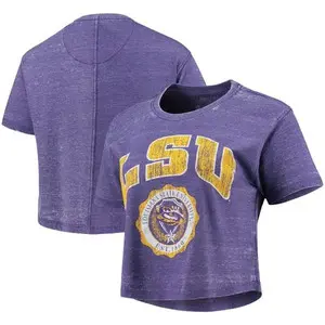 PRESSBOX Lsu Tigers Edith Vintage Burnout Crop T-shirt - Purple