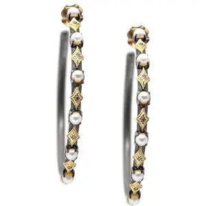 Armenta Old World Freshwater Hoop Earrings - Pearl