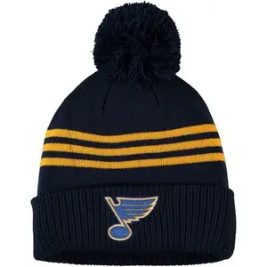 Adidas St. Louis Blues Cuffed Knit Hat With Pom And Embroidered Logo - Navy