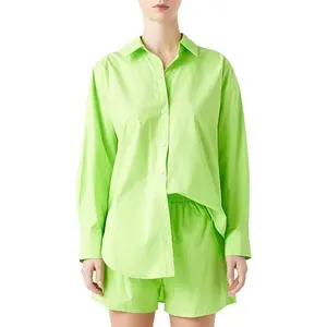 GREY LAB Oversized Cotton Button-up Shirt - Lime