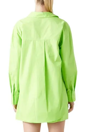 GREY LAB Oversized Cotton Button-up Shirt - Lime