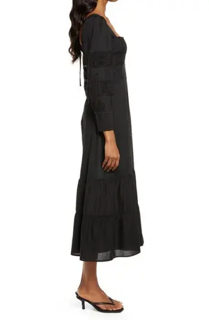 REFORMATION Dolan Long Sleeve Lace-trimmed Dress