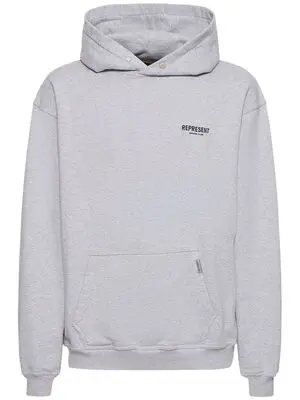 REPRESENT Owners Club Logo Cotton Hoodie Ash Grey
