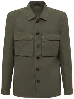 LARDINI Linen Shirt Jacket - Khaki