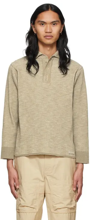 Jacquemus Jacquemus Navy 'La Maille Teramo' Polo - Dark Beige