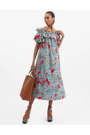 La DoubleJ Breakfast Dress - Crazy Daisy In Popeline Cotton - Natural